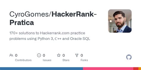 Github Cyrogomeshackerrank Pratica 170 Solutions To