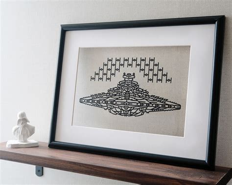 Star Wars Line Art Bellatorstardestroyer Papercut Template Geek Decor