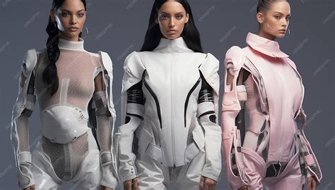 Premium Ai Image People Are Weating Futuristic Fashion Clothes In The