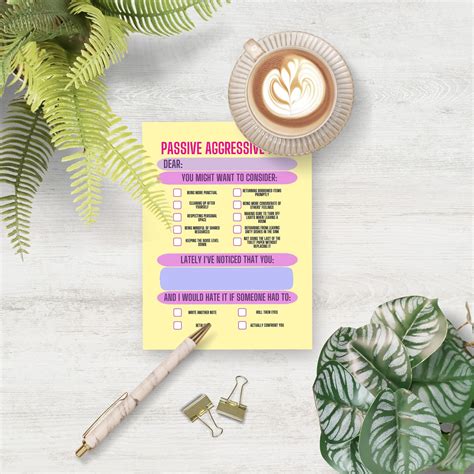 Neon Passive Aggressive Note Printable Pdf Instant Download Etsy