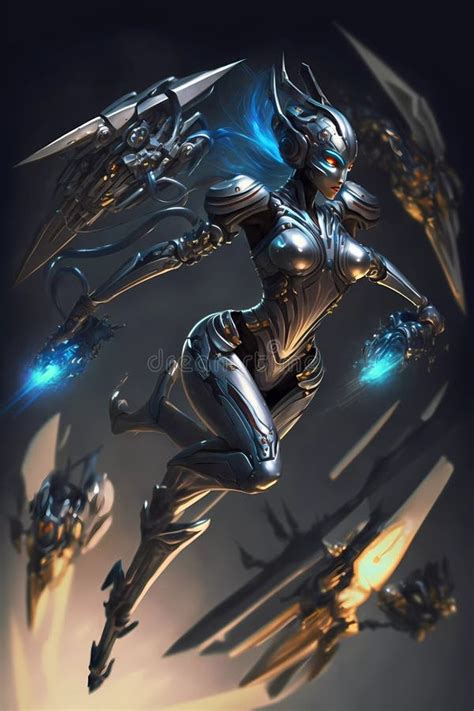 Cyborg Robot Science Fiction Illustration Generated Ai Generative Ai Stock Illustration