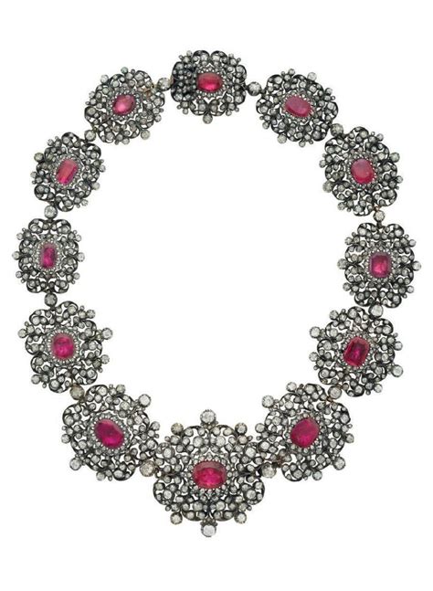 Antique Ruby And Diamond Necklace Circa First Half Of The 19th Century