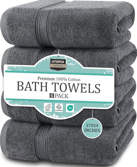 Utopia Towels 4 Pack Premium Bath Towels Set 27 By 54