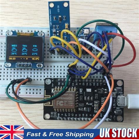 Esp8266 Weather Station Kit Temperature Humidity Oled Display Module Breadboards £1369