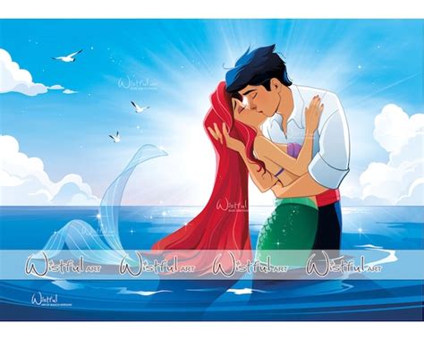Disney Princess Ariel And Eric Kissing