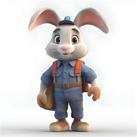 Premium Ai Image 3d Render Of A Cute Rabbit Wearing A Backpack