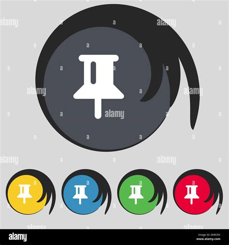 Map Pointer GPS Location Icon Sign Symbol On Five Colored Buttons