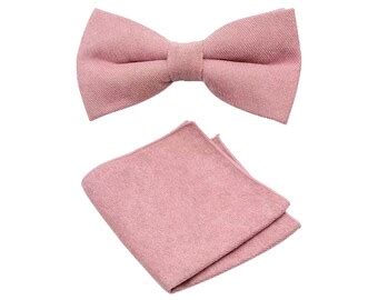 Petal Pink Bow Tie And Pocket Square Set Matching Tie Set Of Etsy