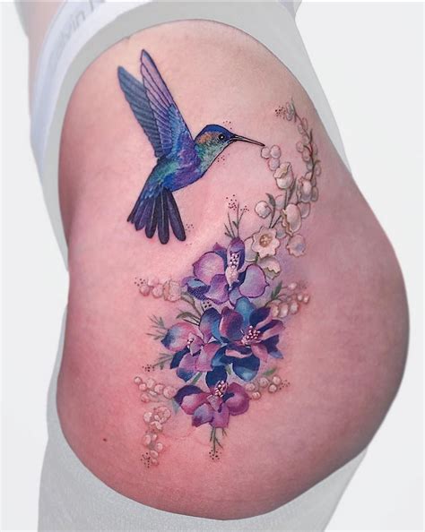 Purple Hummingbird Tattoo