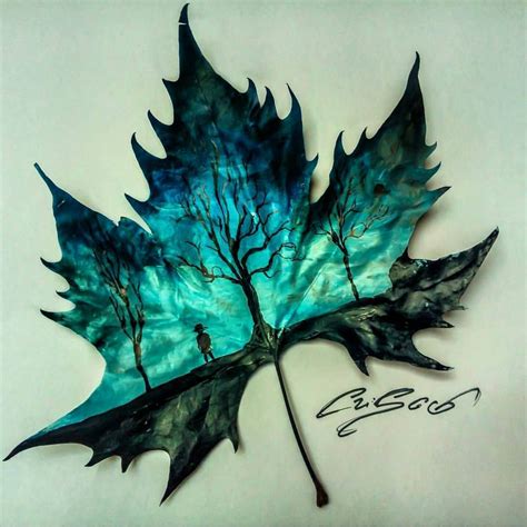 Instagram Art Of Drawing On Instagram “beautiful Painting On A Leaf By