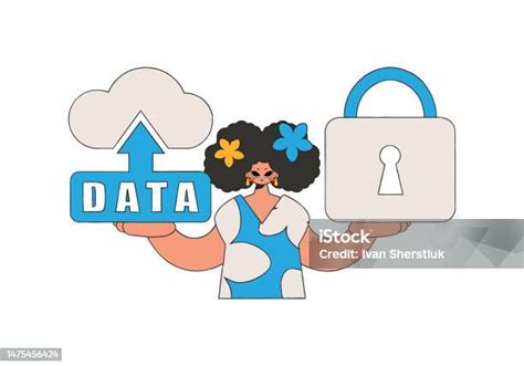 Gadis Dengan Cloud Dan Data Terkunci Ilustrasi Stok Unduh Gambar
