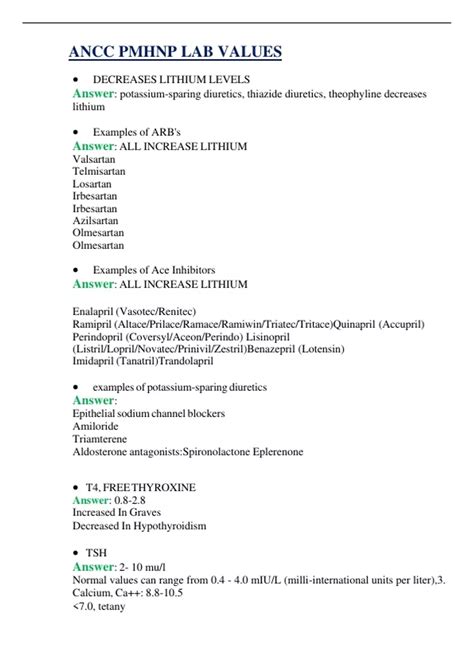 Ancc Pmhnp Lab Values Updated 2025 Questions With 100 Verified