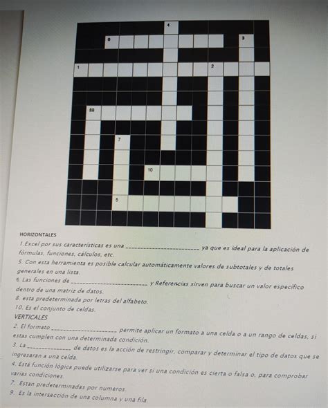 Crucigrama En Excel Crucigrama Excel Recursos Didácticos