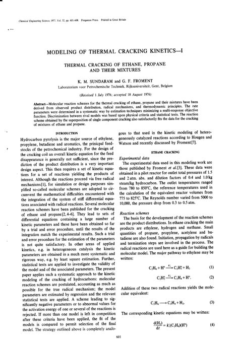 Pdf Modeling Of Thermal Cracking Kinetics—i