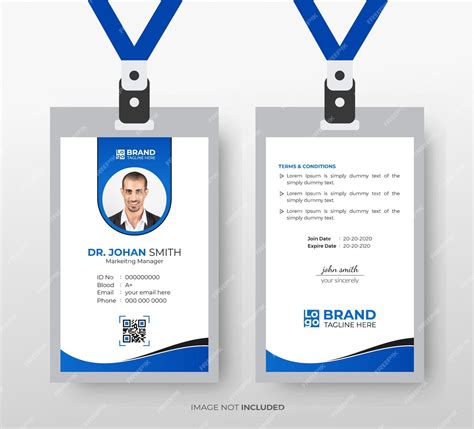 Premium Vector Front And Back Blue Minimalist Id Card Design Template