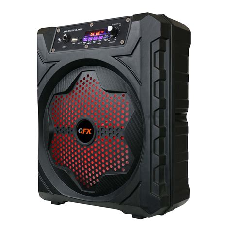 Qfx Bluetooth Battery Powered Portable Pa Speaker Black