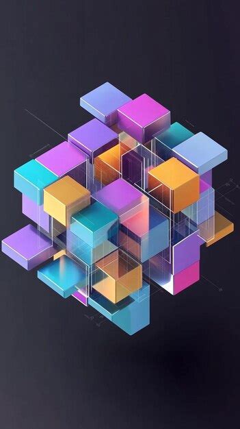 Minimalistic Isometric Data Cube With Colorful Abstract Representation
