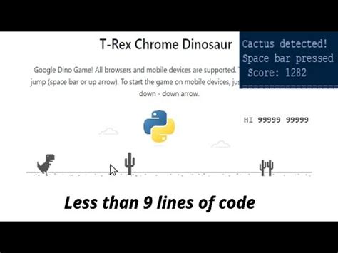 How To Automate Chrome Dino Game With Less Than Lines Of Code Easy Python Tutorial YouTube