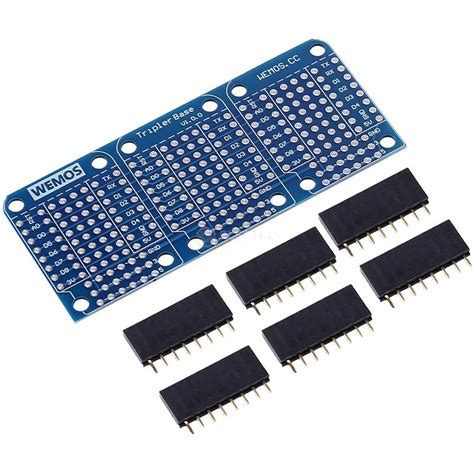 shield triple base protoboard doble cara para wemos d1 mini esp8266 tripler
