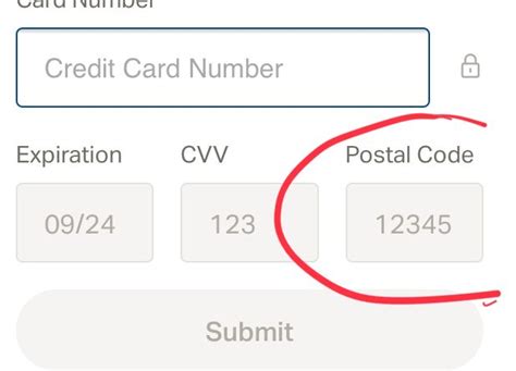 What Is The Credit Card Postal Code Payment