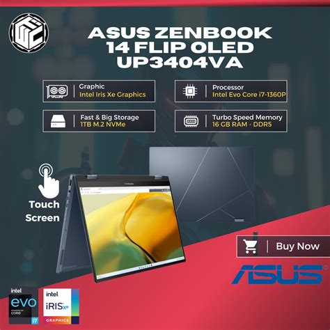 Jual Laptop ASUS Zenbook 14 Flip OLED UP3404VA I7 1360P 16GB 1TB 14 2 8K OHS W11 Bergaransi
