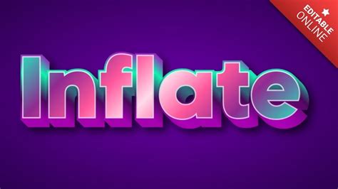 Inflate Purple Green And Pink 3d Text Effect Generator