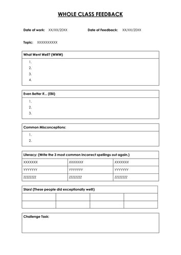 Whole Class Feedback Teaching Resources