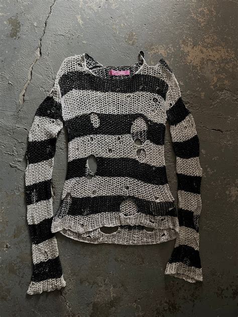 Junya Watanabe Aw02 Striped Distressed Knit Sex Scabs
