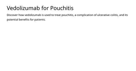 Vedolizumab For Pouchitis Meds Is