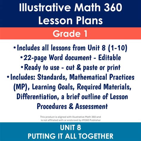Illustrative Math Im 360 Grade 1 Unit 8 Lesson Plans By Tilly