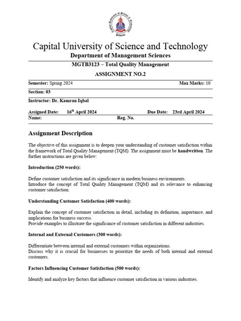 Assignment 2 Pdf Customer Satisfaction Quality Management