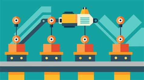 Premium Vector A Closeup View Of A Conveyor Belt Filled With Robotic Arms Each One Equipped
