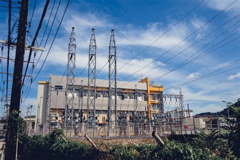 High Voltage Electric Power Plant Current Distribution Substation Stock