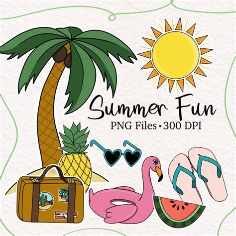 Summer Fun Clip Art Set Summer Png Files Etsy Canada Clipart Fun