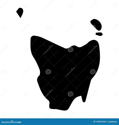Tasmania Australia Map Black Silhouette Tas Australian State Shape