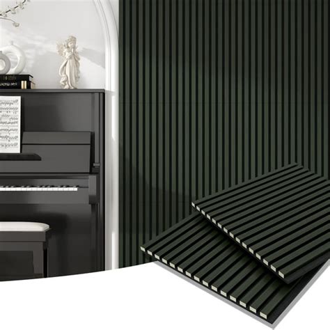 24x24 Acoustic Slat Wood Wall Panel 3d Slatted Wall Panels 4pcsblack