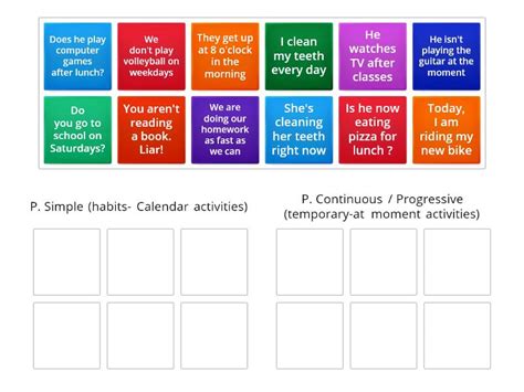 Present Continuous VS Present Simple Group Sort
