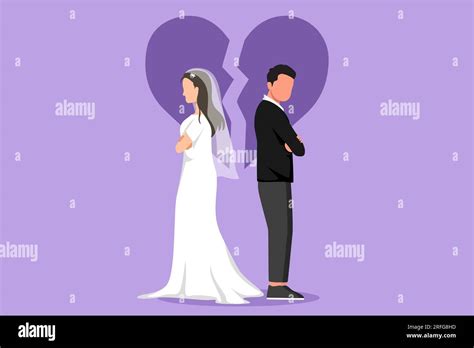 Cartoon Flat Style Drawing Divorced Married Couple Are Angry