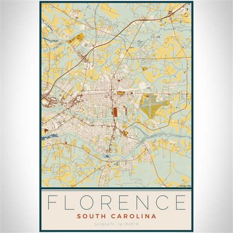 Florence South Carolina Map Print In Woodblock — Jace Maps