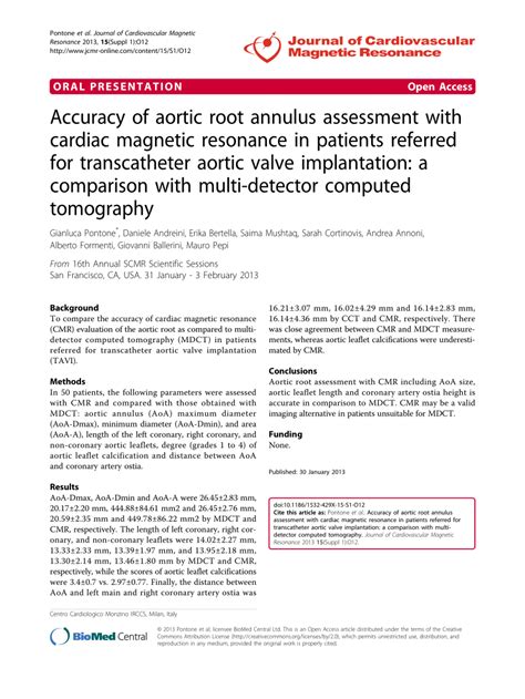 Pdf Comparison Of Accuracy Of Aortic Root Annulus Assessment With Cardiac Magnetic Resonance