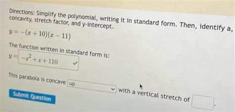 Solved Directions Simplify The Polynomial Writing It In