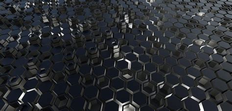 배경 기술 질감 육각형 픽셀 광택 블록 질감 크롬 소재 3d 그림 프리미엄 사진