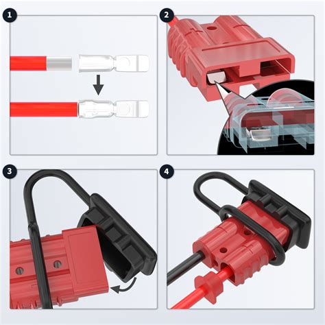 Pair Of 50amp Red Battery Quick Disconnect Connector With Cover Daier
