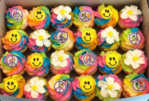 Groovy Cupcakes For A Hippie Themed 2nd Birthday Celebration