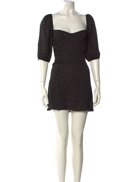 Reformation Polka Dot Print Mini Dress Black Dresses Clothing