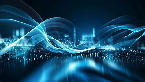 Abstract Blue Technology Wave Design Digital Network Background