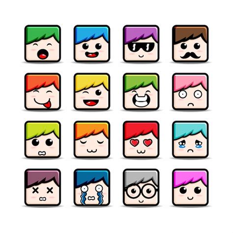 Premium Vector Funny Colorful Square Faces Set Avatars