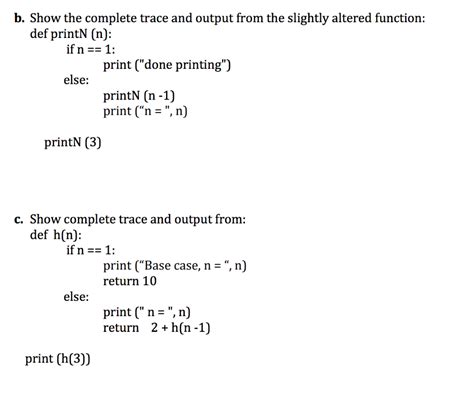 Solved 2 Trace Each Of The Following Python Functions And