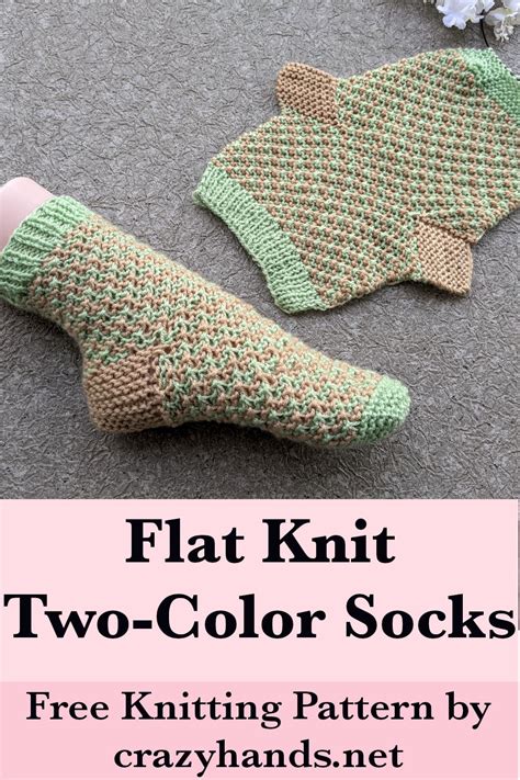 Free Knit Flat Two Color Socks Pattern · Crazy Hands Sock Knitting Patterns Knitting Socks