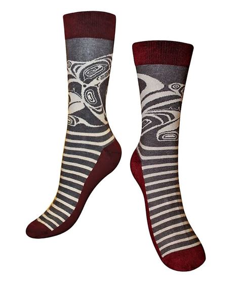 Gitxsan First Nation Wolf Midcalf Socks Size S M Pacific North West